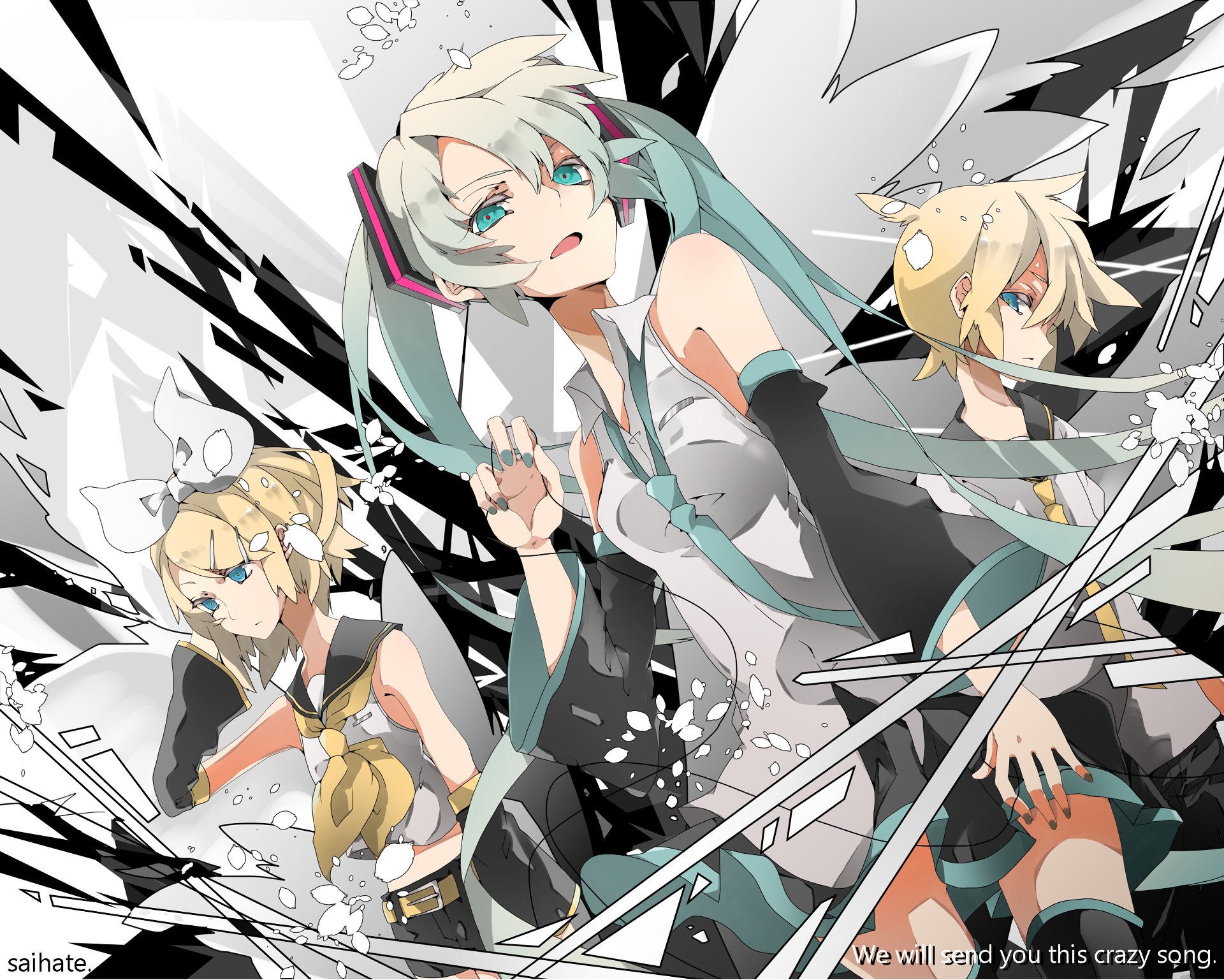 Vocaloid Trio HD Wallpaper: Hatsune Miku with Rin & Len Kagamine in ...