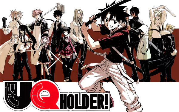 UQ Holder! Anime HD Wallpaper – Sleek Monochrome Elegance