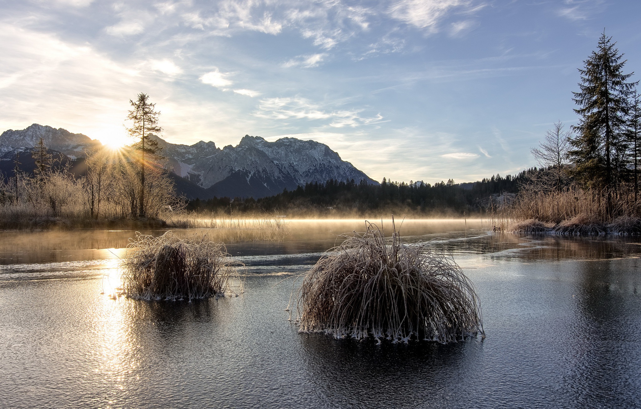 Download Ice Winter Mountain Nature Sunrise HD Wallpaper