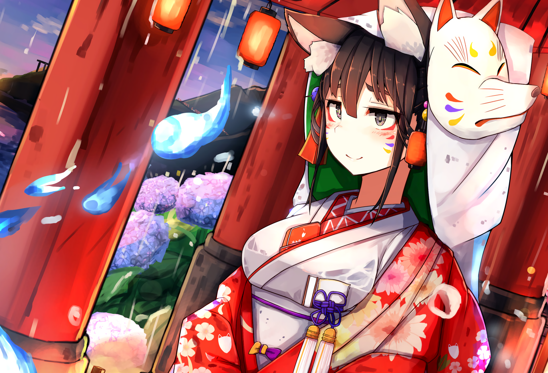 Enchanting Fox Shrine - Anime HD Wallpaper