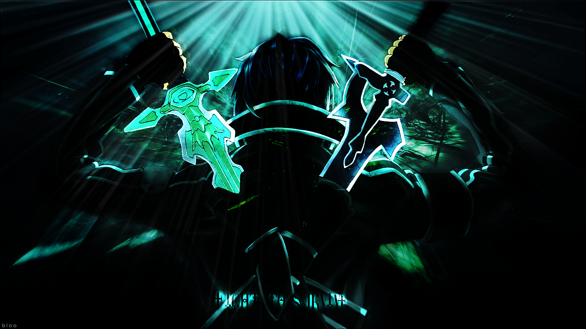 Kirito's Dual Blades – Stunning HD Sword Art Online Anime Wallpaper