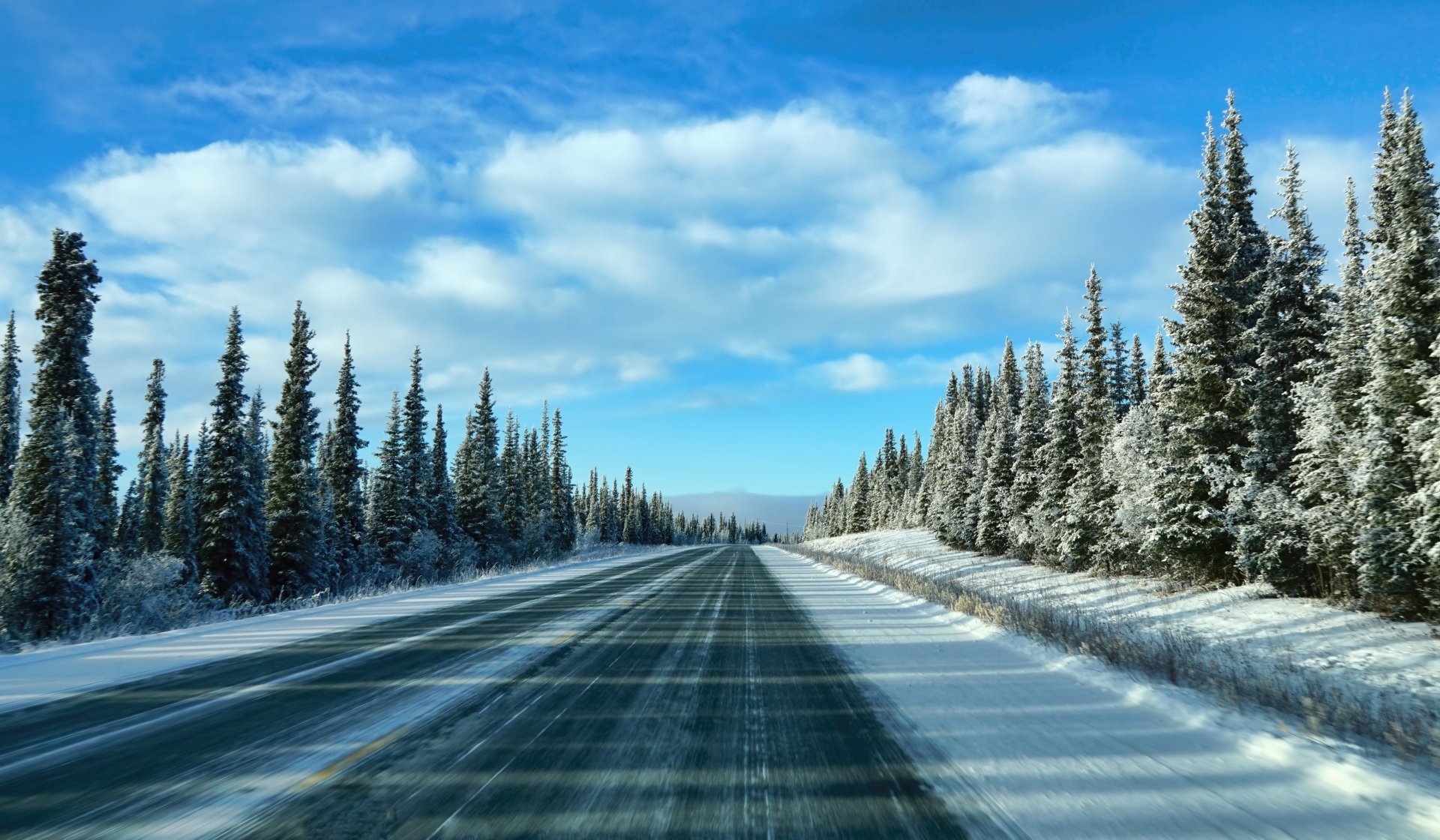 Download Cloud Snow Tree Winter Man Made Road 4k Ultra HD Wallpaper