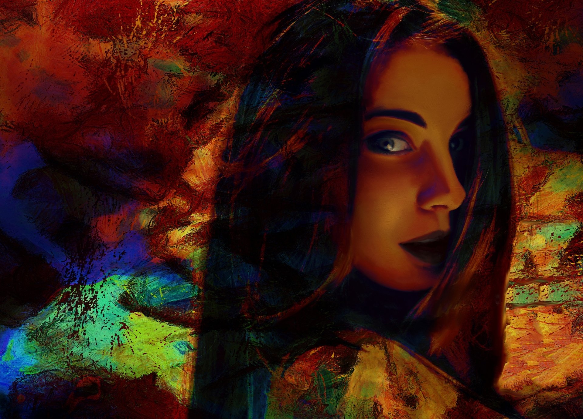 Vivid Gaze: Artistic Blue-Eyed Woman HD Wallpaper by Raheel I. Shakeel ...