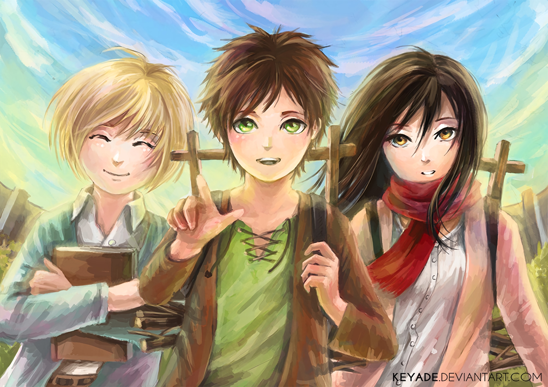 Attack on Titan HD Wallpaper: Eren, Mikasa, & Armin United