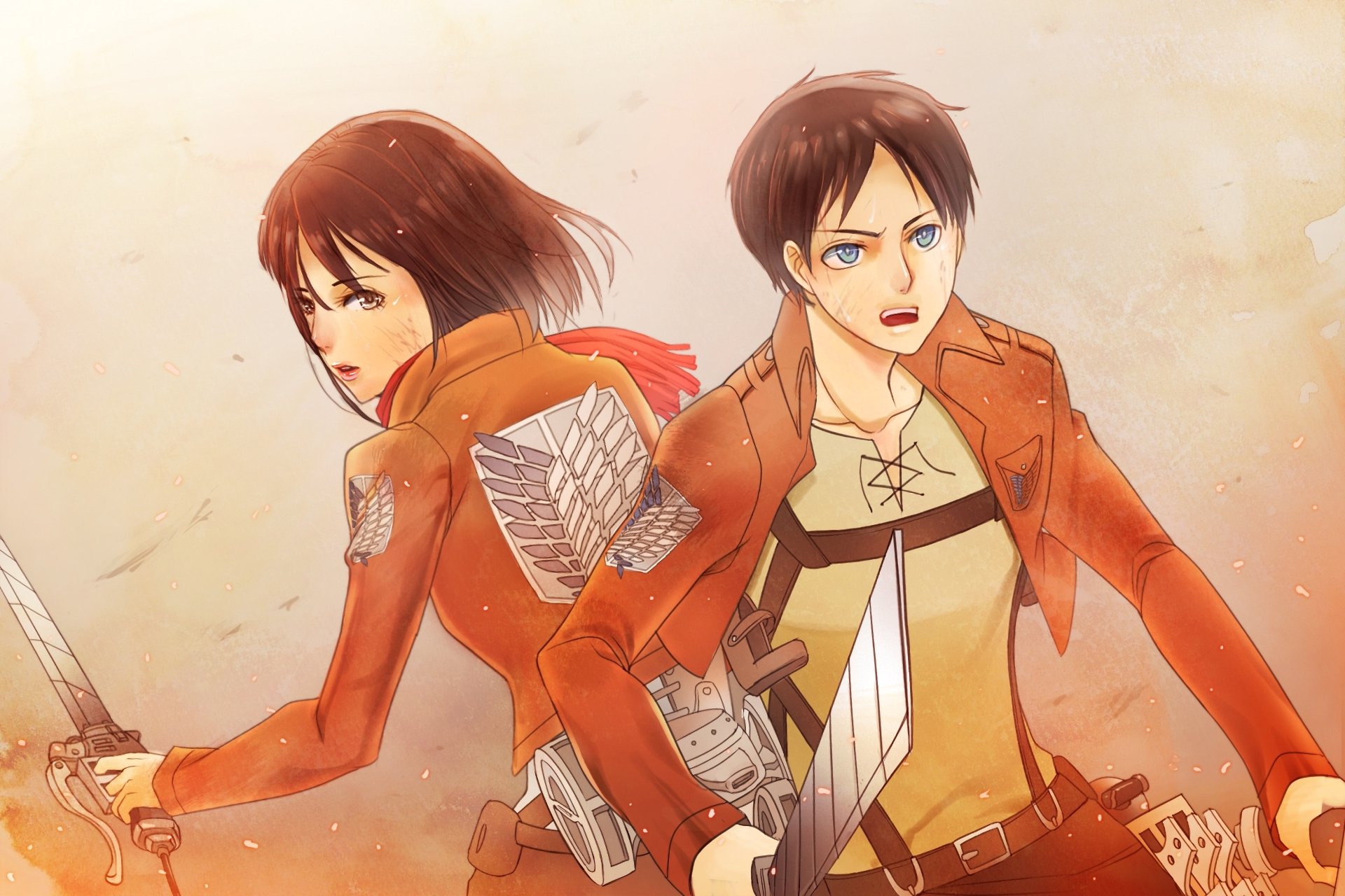 Eren & Mikasa: Dynamic Duo from Attack on Titan – HD Anime Wallpaper ...