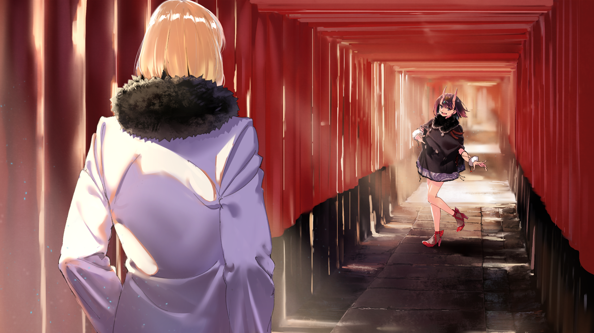 Fate/Grand Order Anime HD Wallpaper: Mystical Encounter in the Torii ...