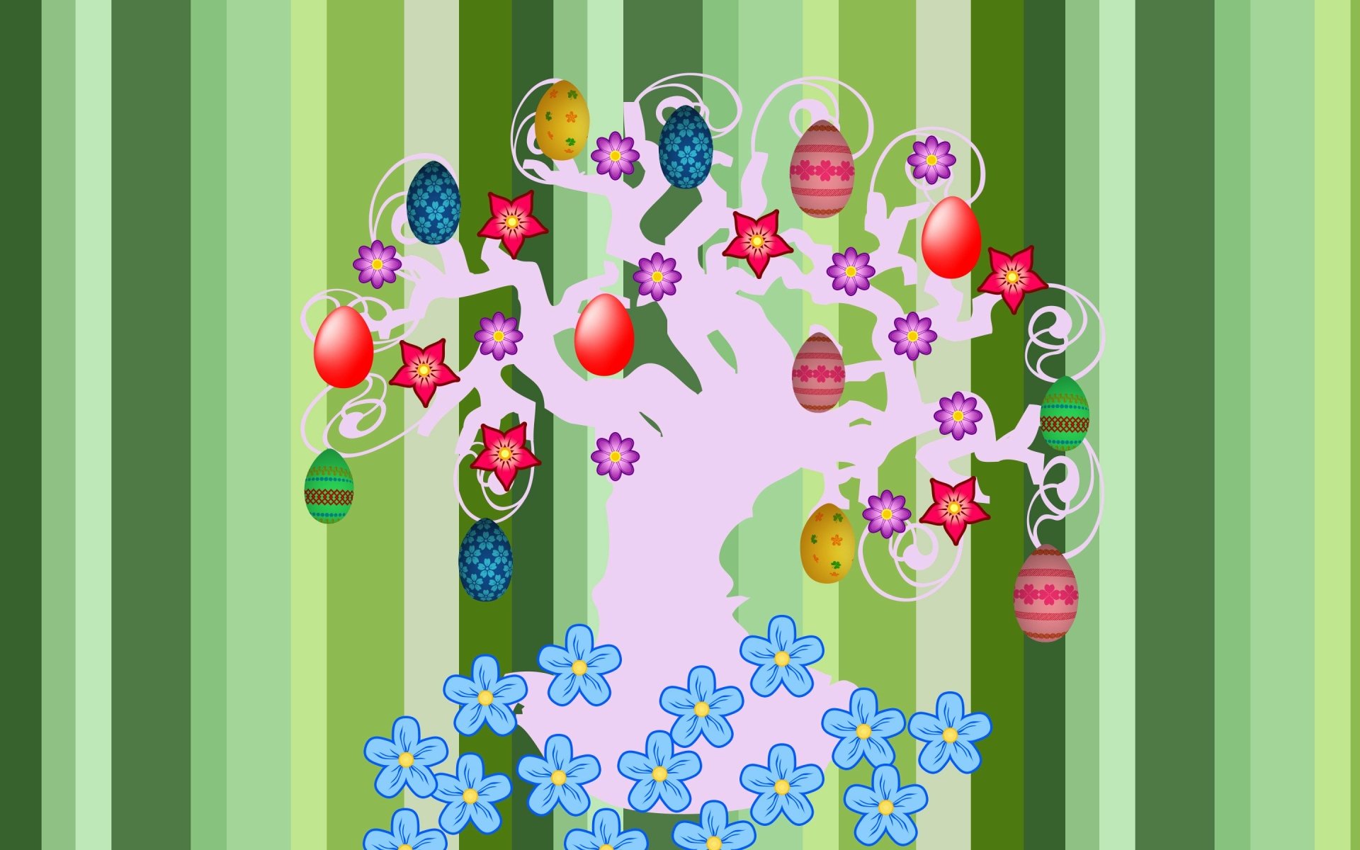 Download Colorful Easter Egg Flower Tree Holiday Easter HD Wallpaper