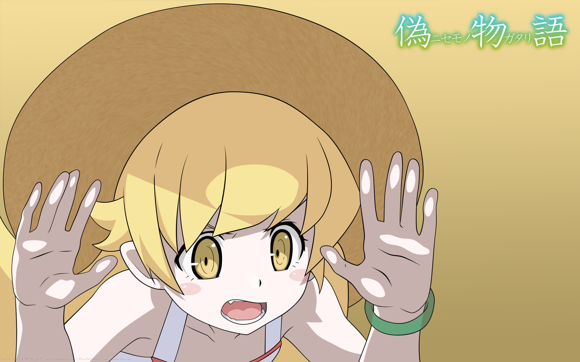 Monogatari HD Wallpaper — Shinobu Oshino's Golden Smile