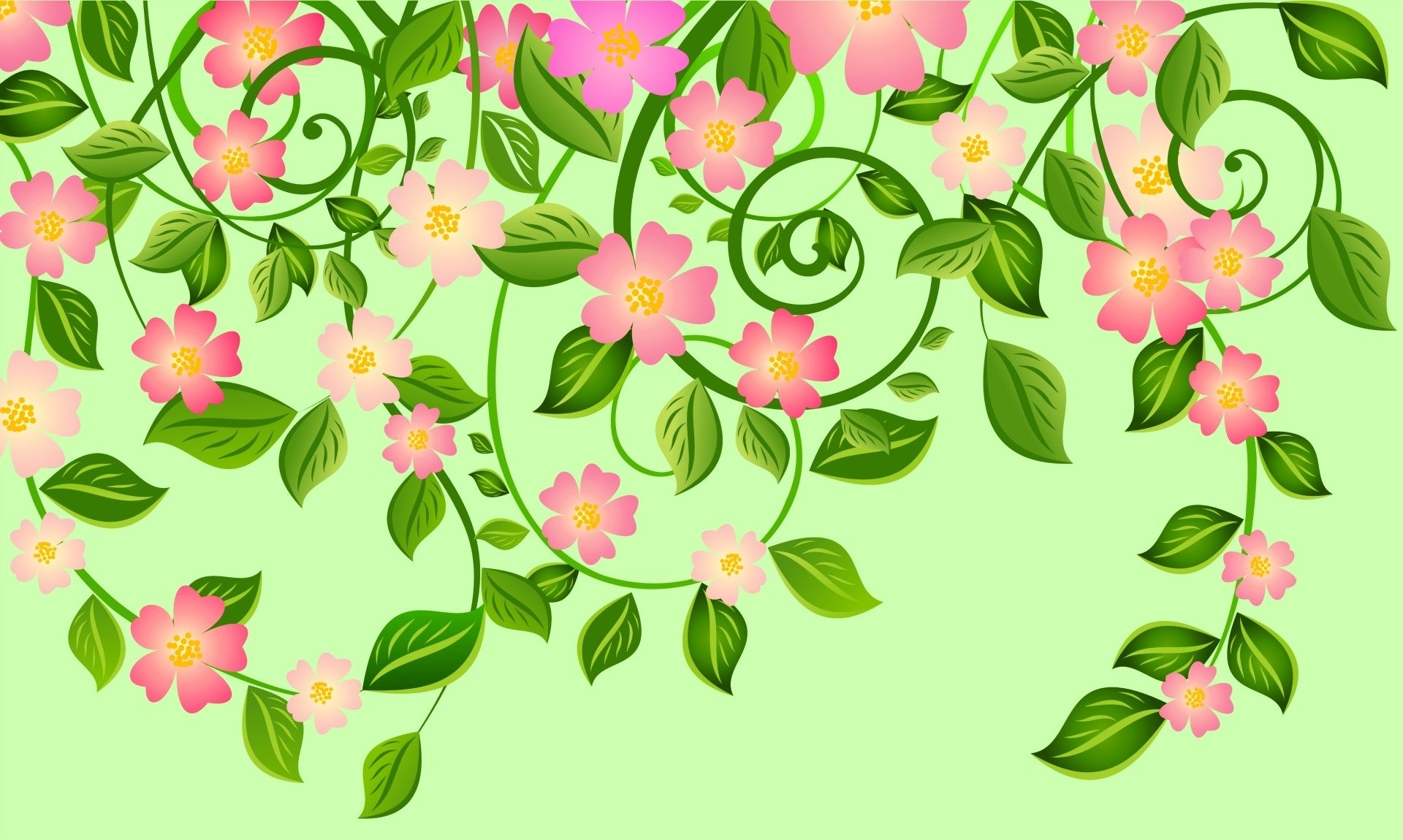 Spring Blossoms: Artistic Pink Flower Vine HD Wallpaper