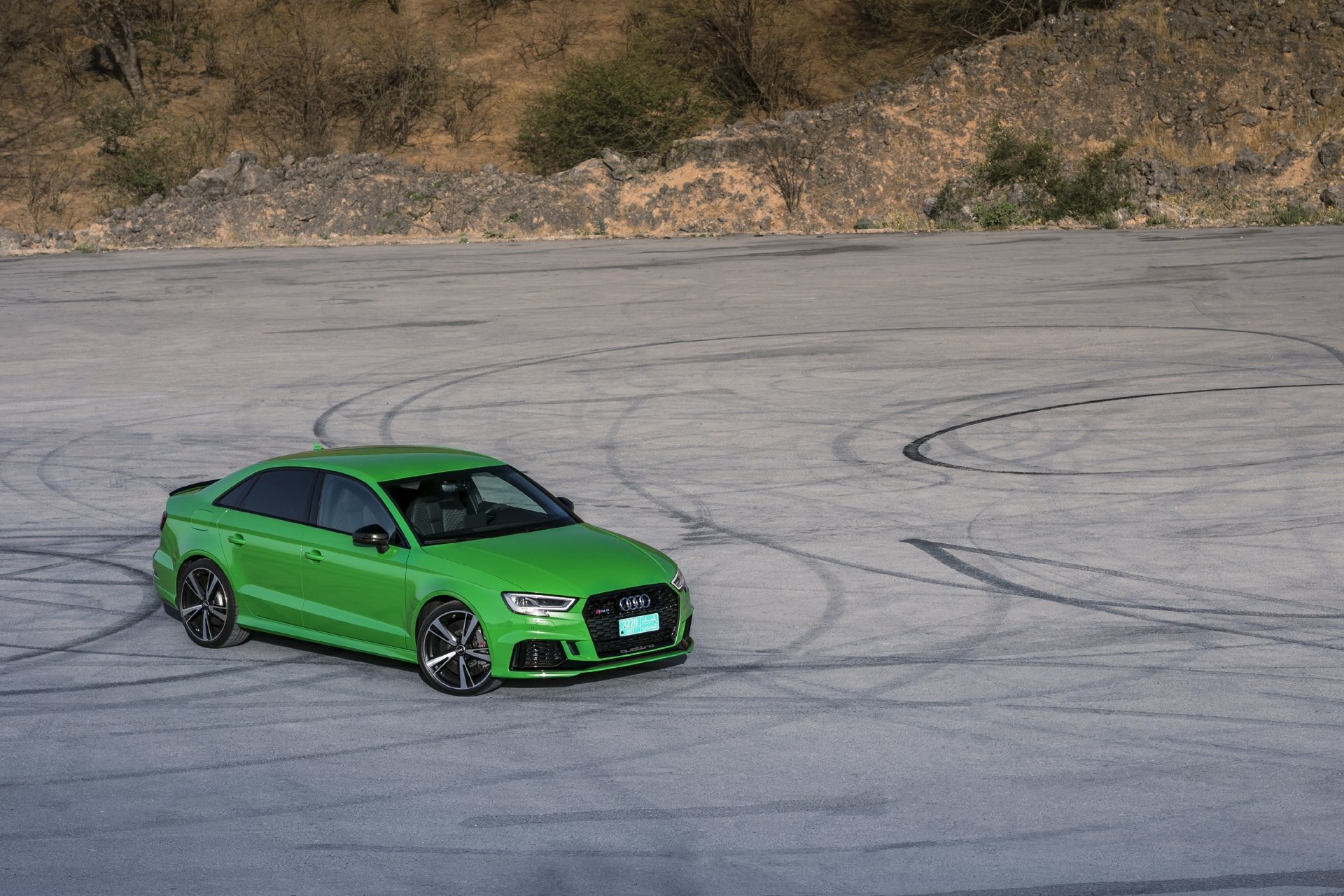 Download Green Car Car Audi Vehicle Audi RS3 4k Ultra HD Wallpaper