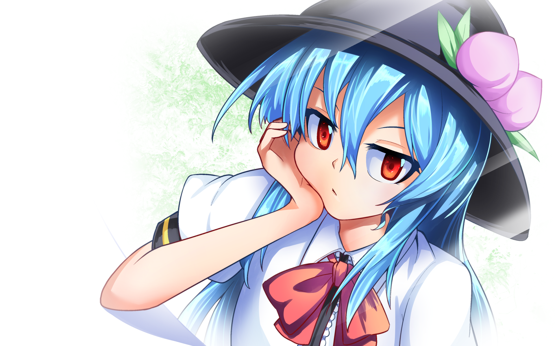 Download Face Orange Eyes Hat Blue Hair Tenshi Hinanawi Anime Touhou HD ...