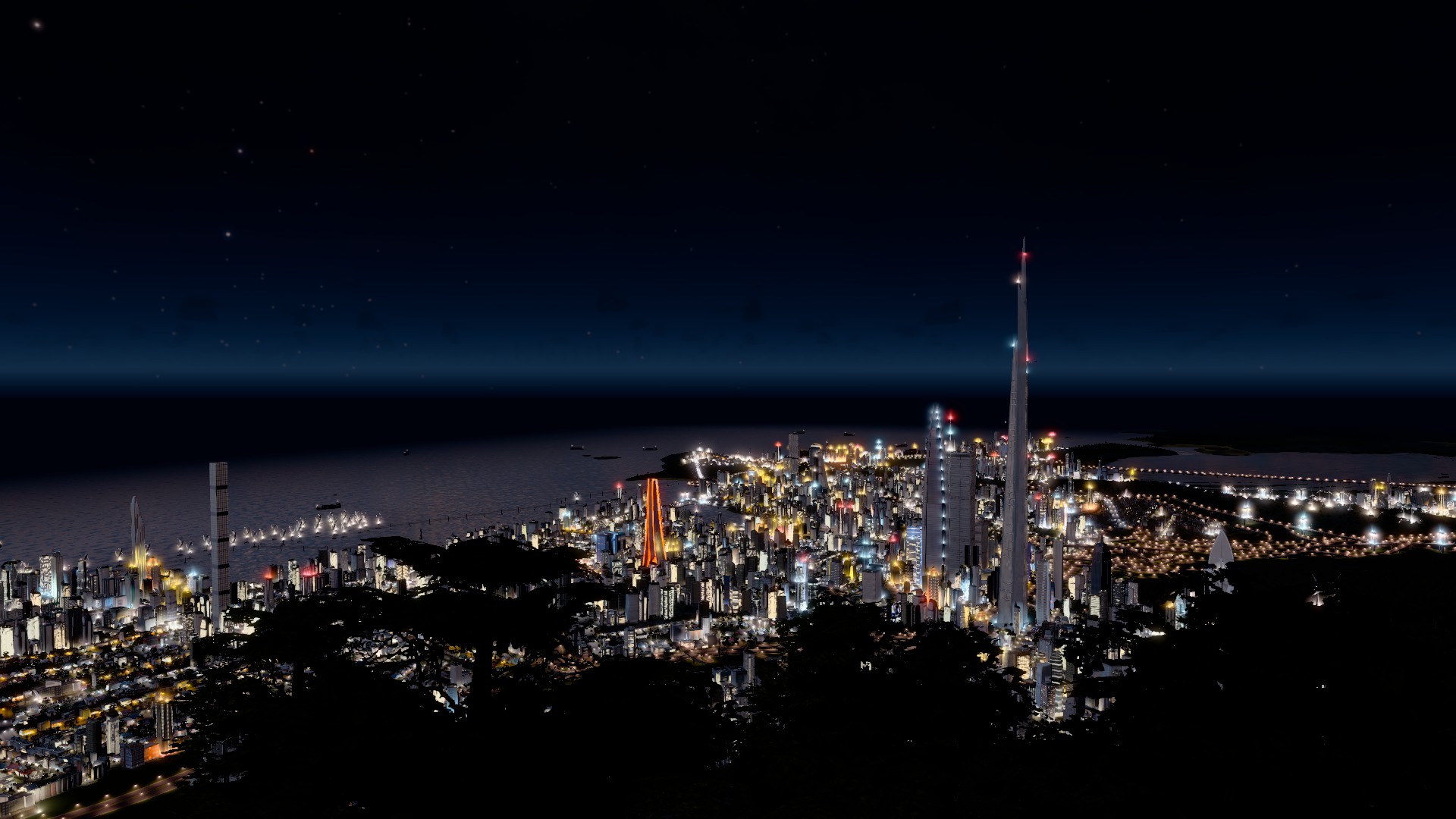 Download Skyscraper Night Video Game Cities: Skylines HD Wallpaper
