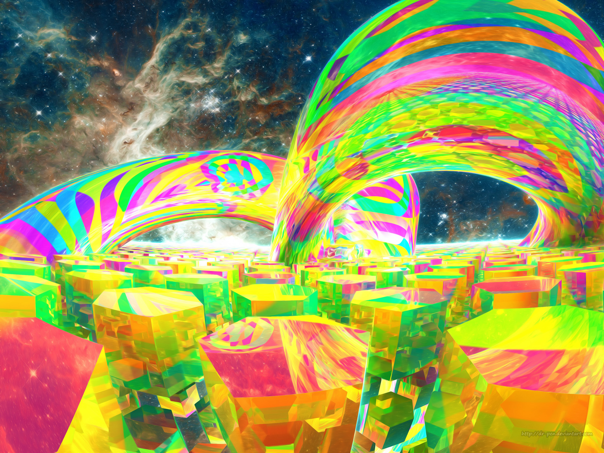 Polished Rainbow Bands - 3d Fractal Art by Dr-Pen