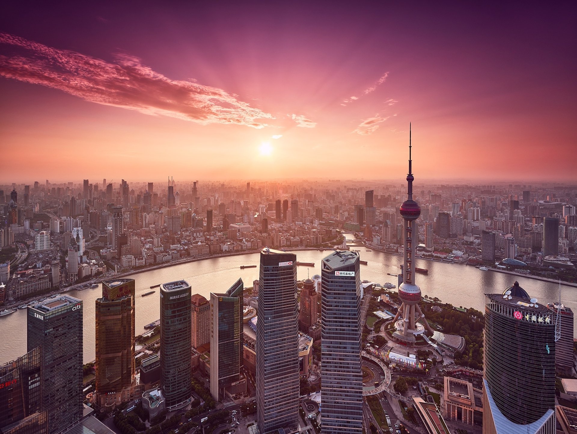 Download Sky Sunset Skyscraper Building Horizon Cityscape Shanghai ...