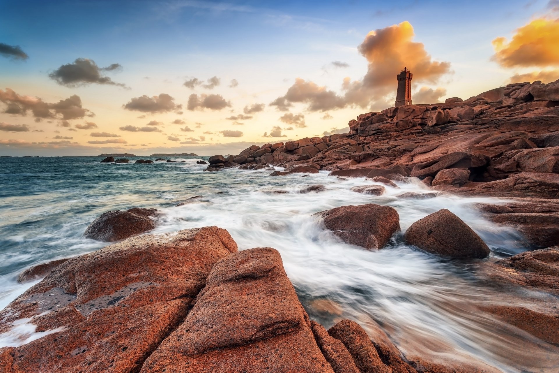 Download Horizon Sky Ocean Coast Nature Man Made Lighthouse HD Wallpaper