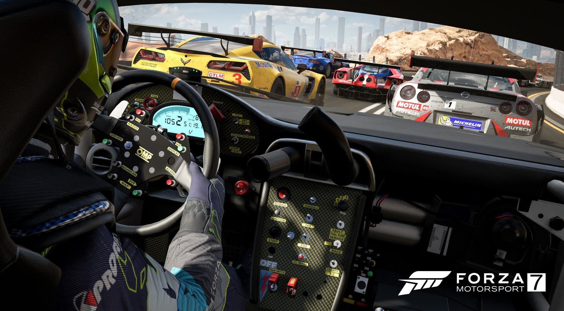 Forza Motorsport 7 HD Wallpaper: Intense Race Car Drive in Stunning Detail