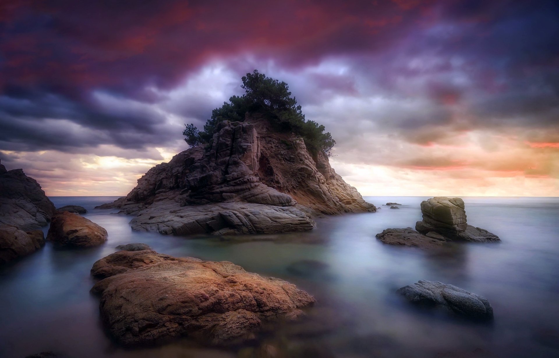 Download Cloud Horizon Ocean Nature Rock HD Wallpaper