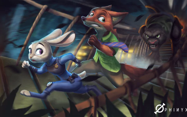 HD Wallpaper of Nick Wilde and Judy Hopps from Zootopia
