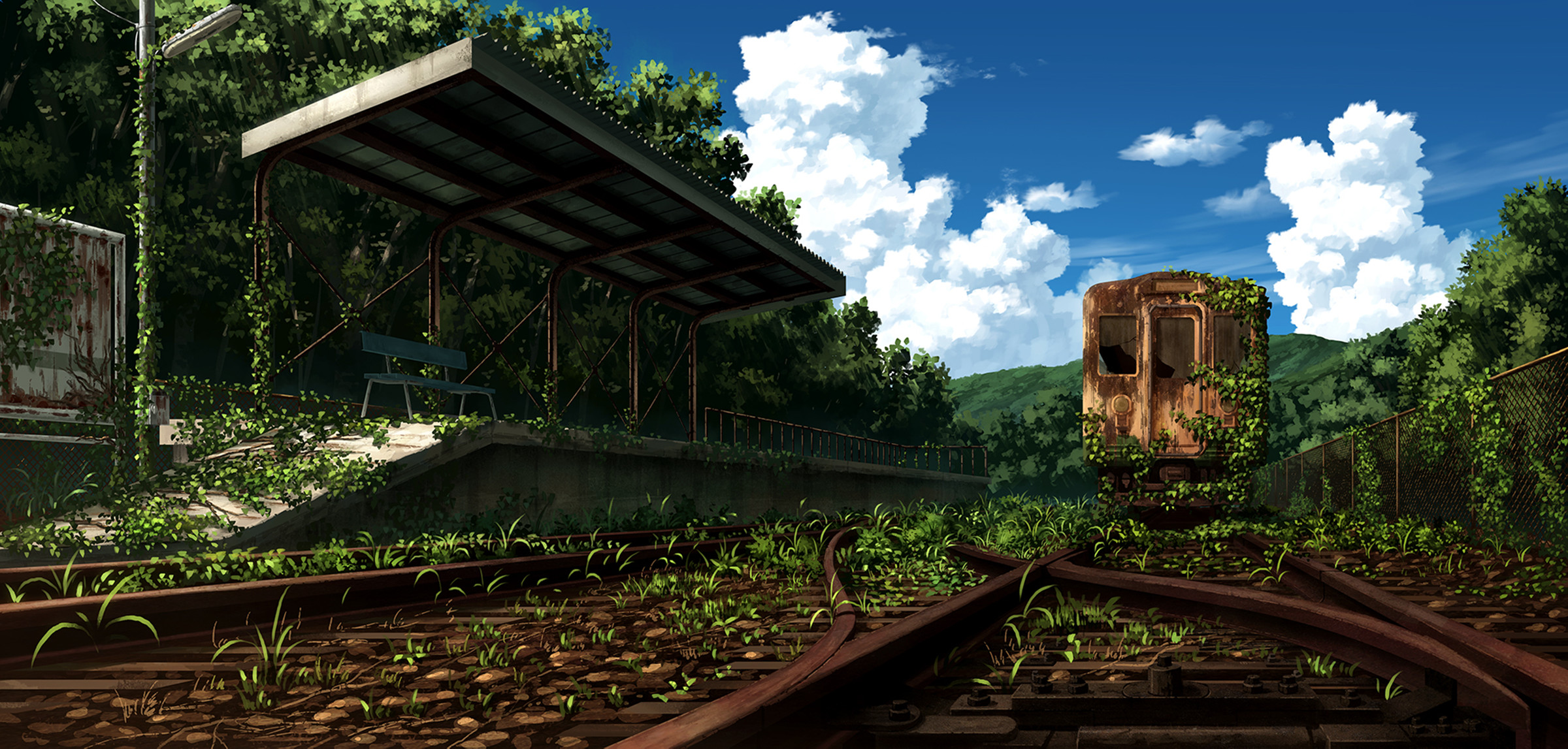 Anime Train Station HD Wallpaper by 3211