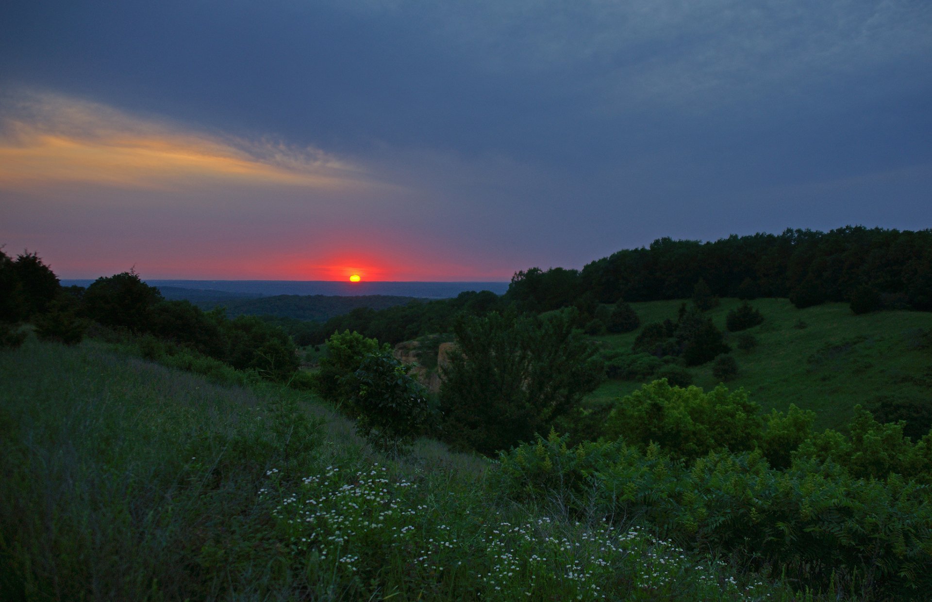 Download Green Sky Sun Nature Sunset HD Wallpaper