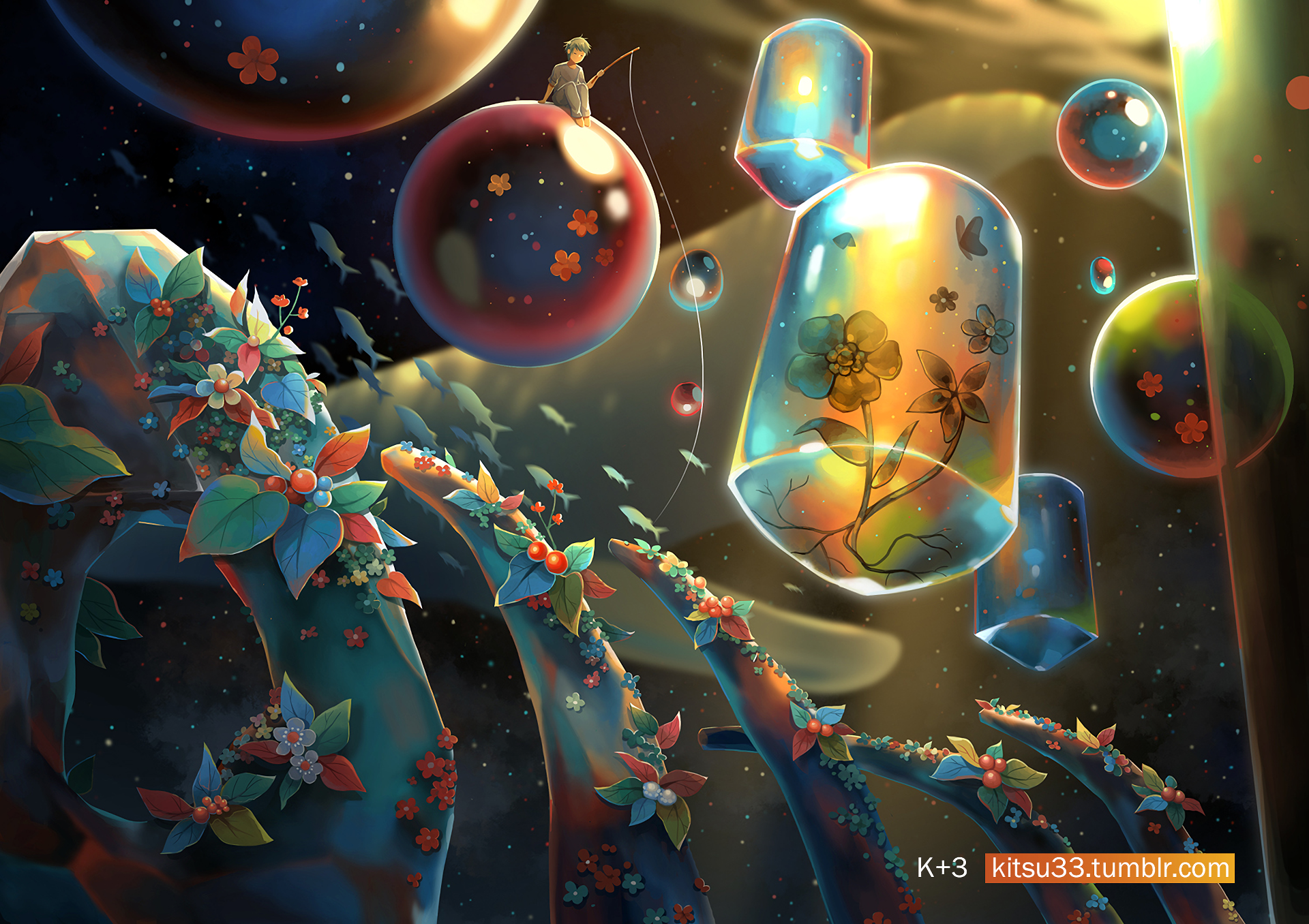 Vibrant Anime Dreamscape HD Wallpaper by K+3