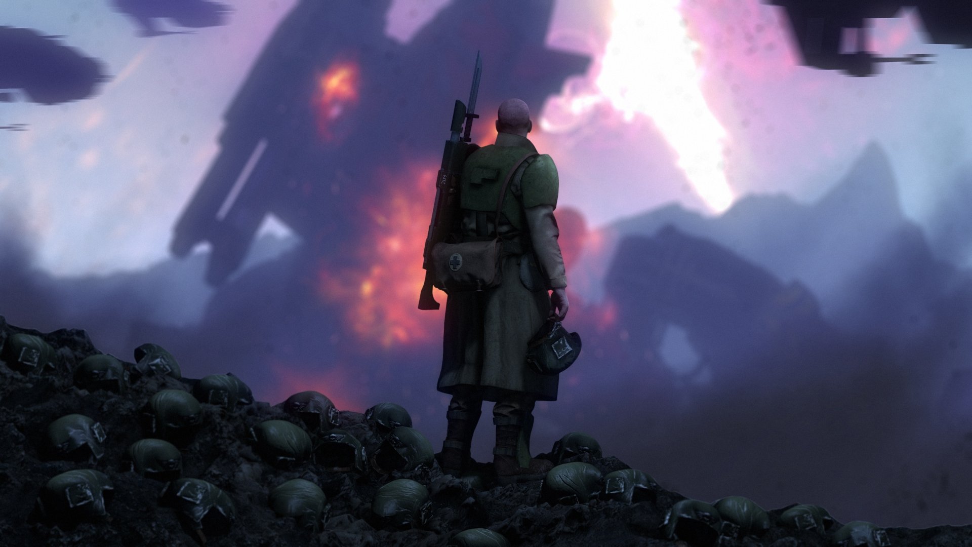 Warhammer 40K Warrior: HD Battlefield Helmet & Weapon Wallpaper ...
