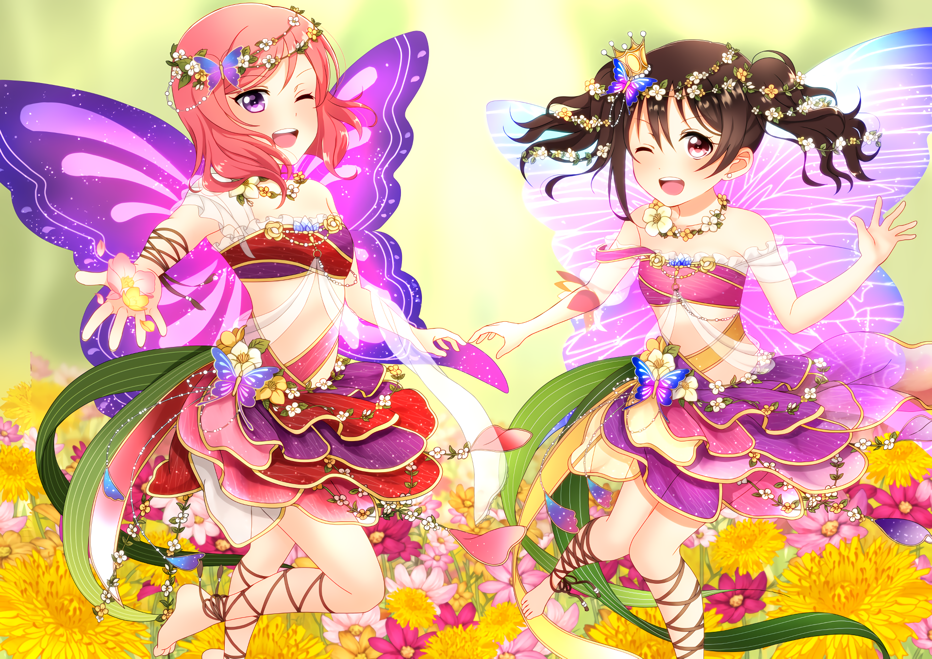Love Live! HD Wallpaper: Nico Yazawa & Maki Nishikino as Vibrant Fairy ...