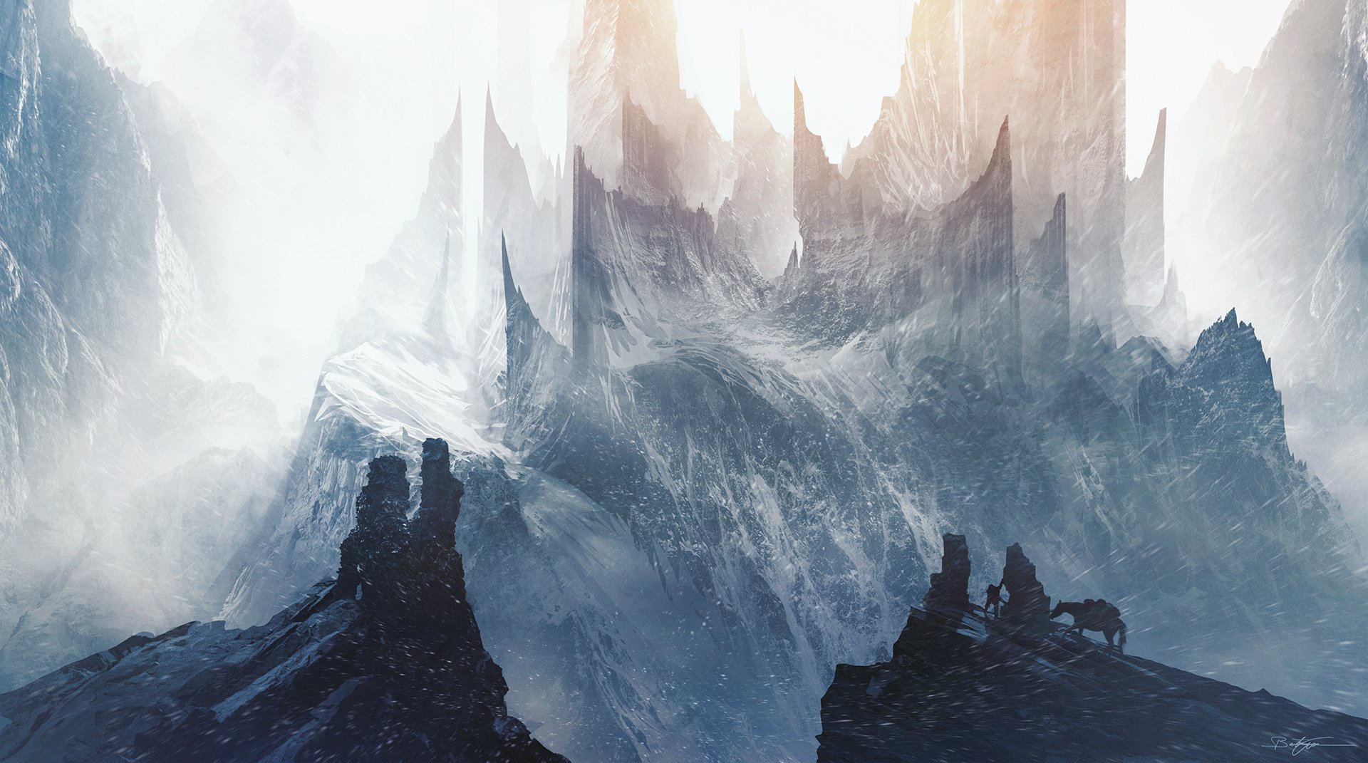 Enchanted Peaks: A Stunning Fantasy Mountain Landscape in HD by Bastien ...