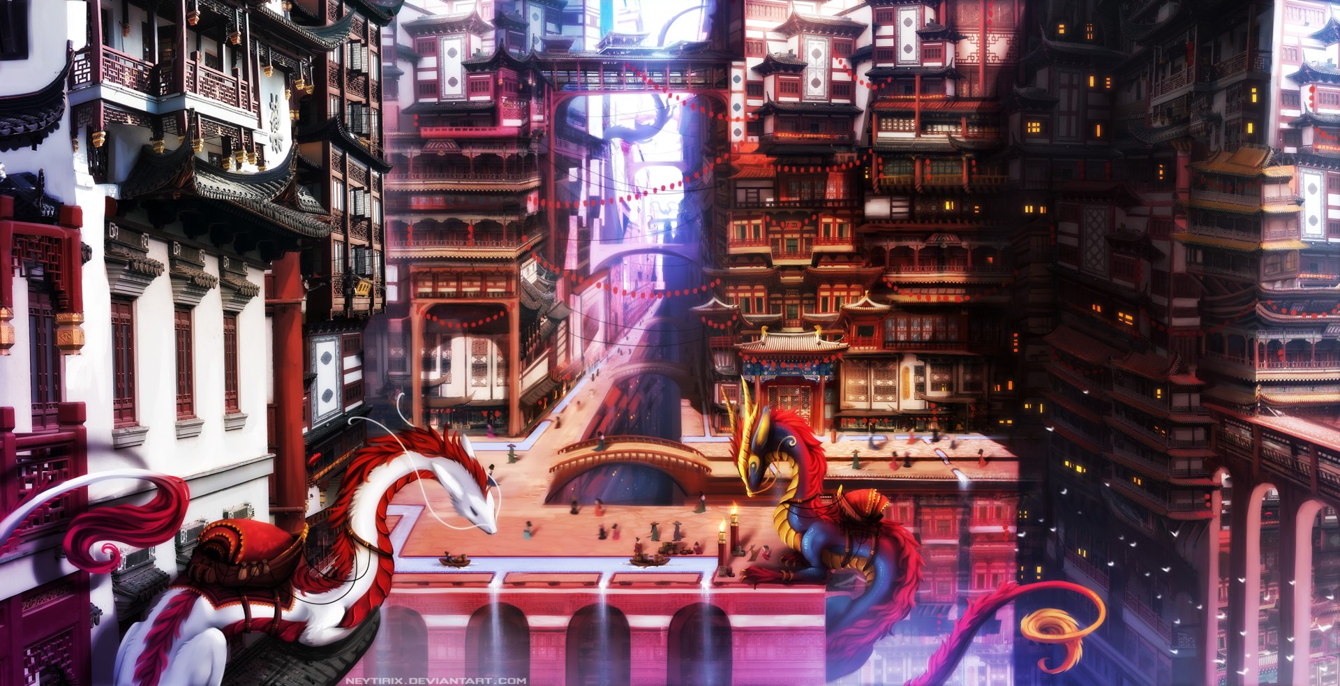 Oriental Dragon Cityscape – Fantasy HD Wallpaper by Neytirix ...