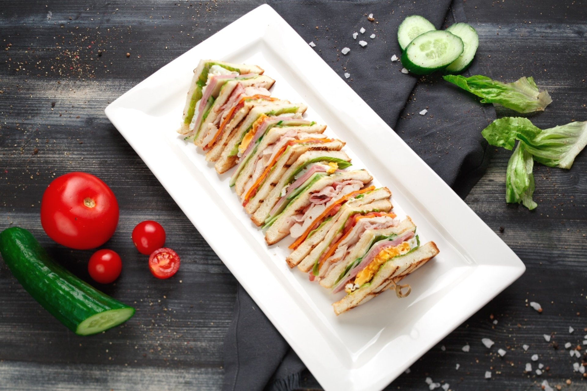 Delicious Layered Sandwich HD Wallpaper – Fresh & Flavorful Food Delight