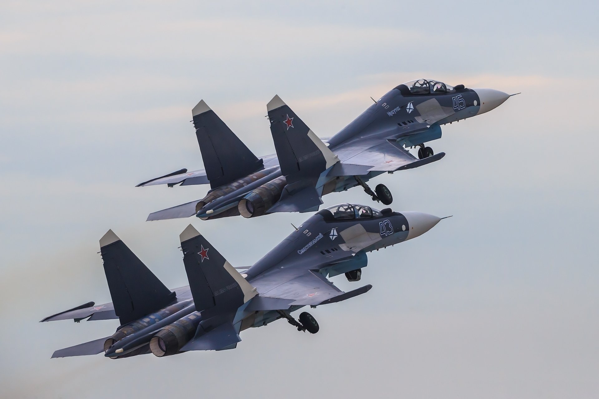 Sukhoi Su-30 Jet Fighters Soaring – HD Military Warplane Wallpaper