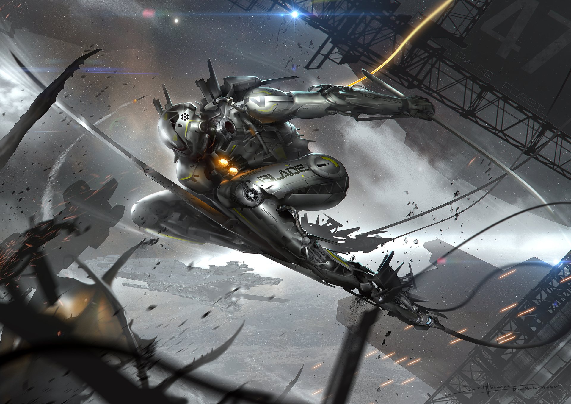 Cyborg Katana Warrior: Sci-Fi Swordmaster HD Wallpaper by TheRafa