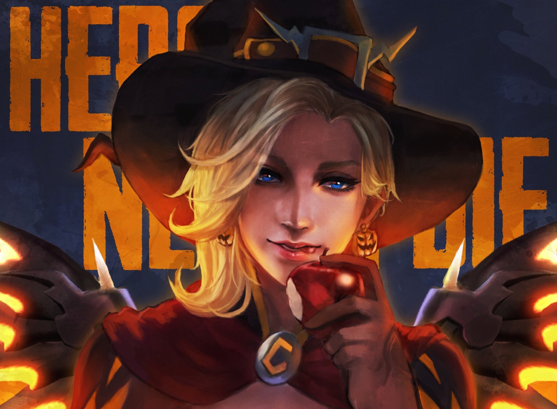 Mercy’s Enchanted Witch Hat HD Wallpaper – Blonde Blue-Eyed Video Game ...