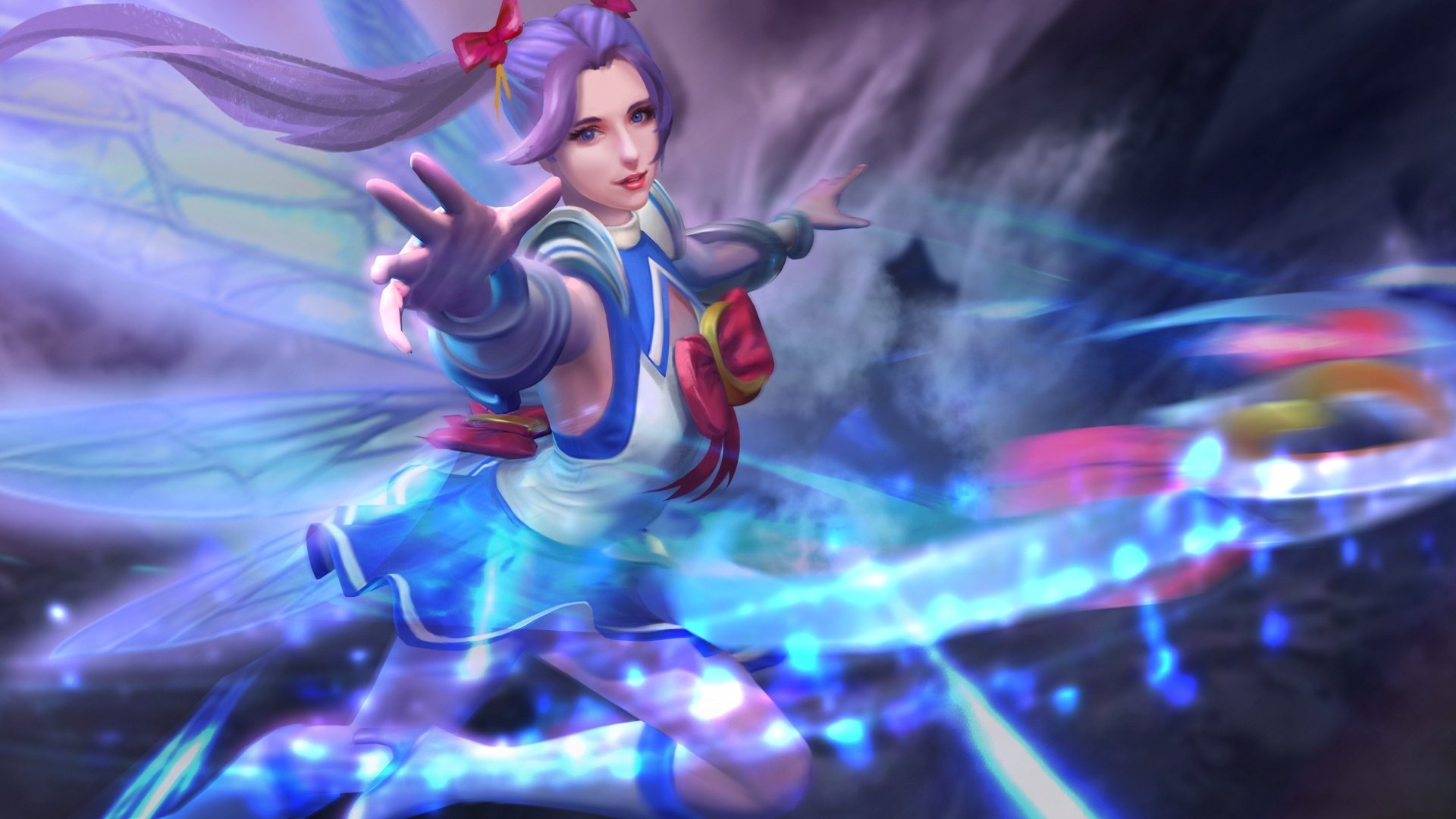 Download Long Hair Blue Eyes School Uniform Purple Hair Moon Queen (Heroes Of Newerth) Video ...