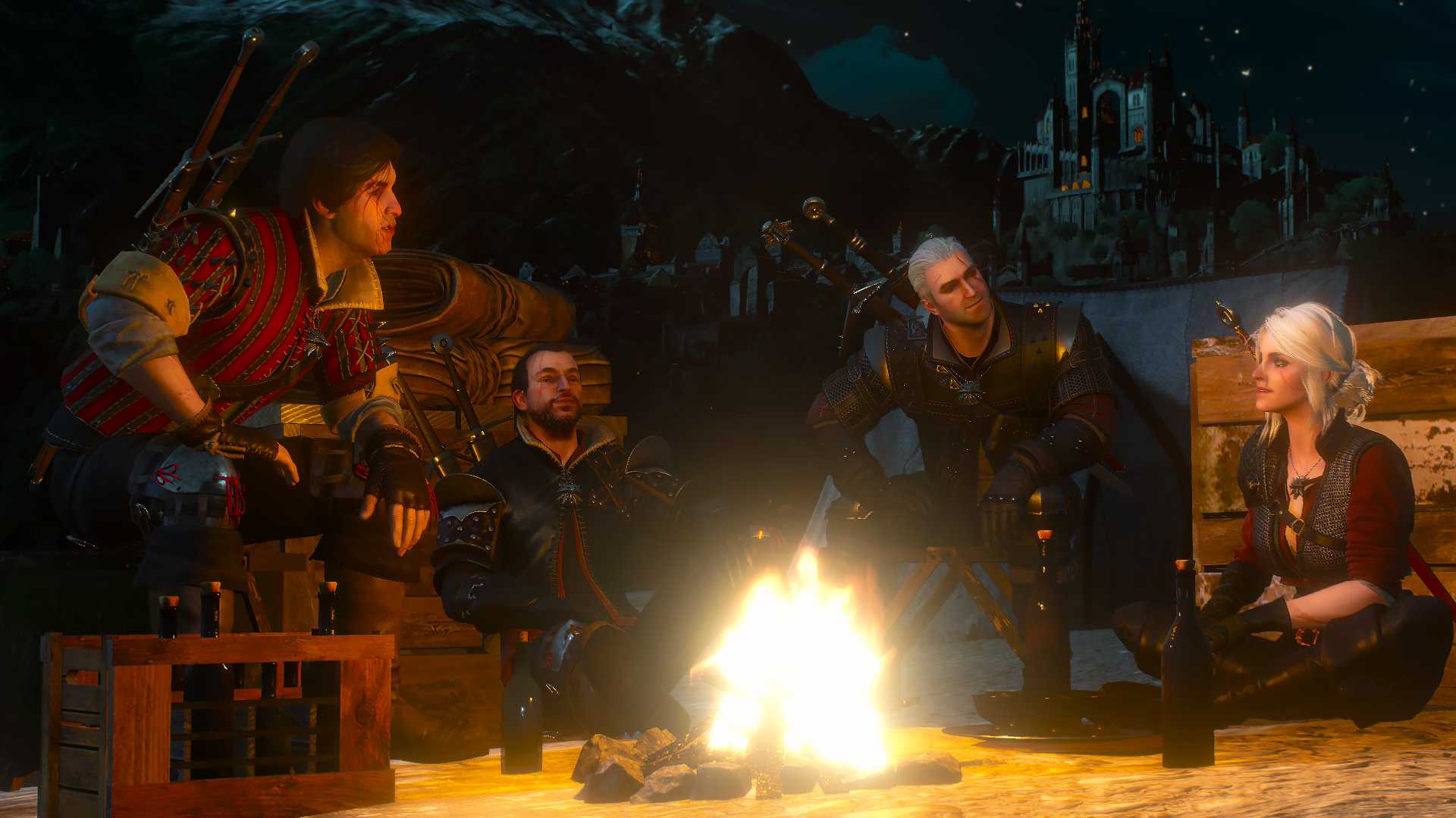 Witcher 3 HD Wallpaper: Ciri and Geralt Campfire Scene by Outspokenbeef15