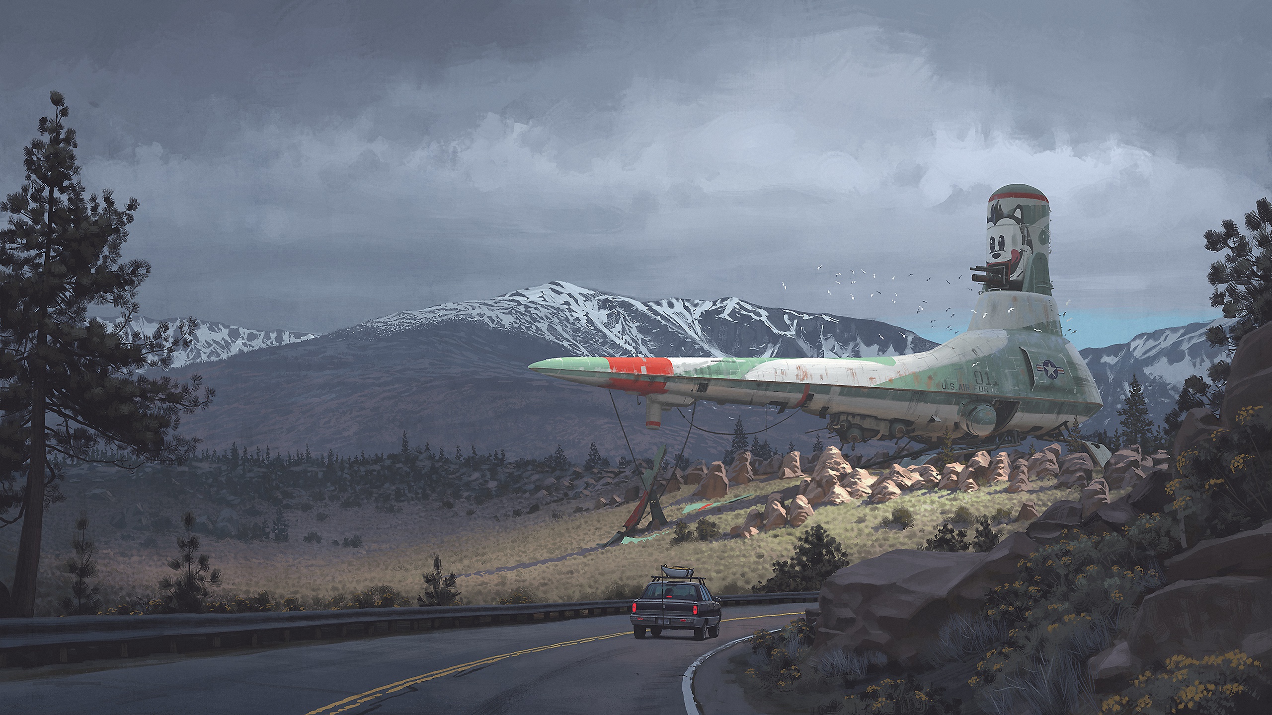 Download Landscape Road Car Sci Fi Spaceship HD Wallpaper by Simon ...