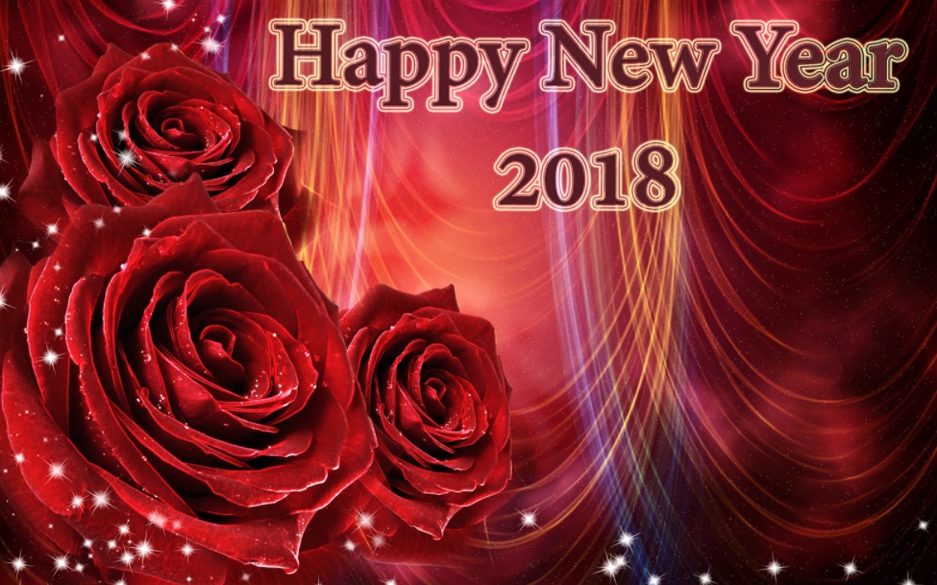 Happy New Year 2018 Red Rose HD Wallpaper