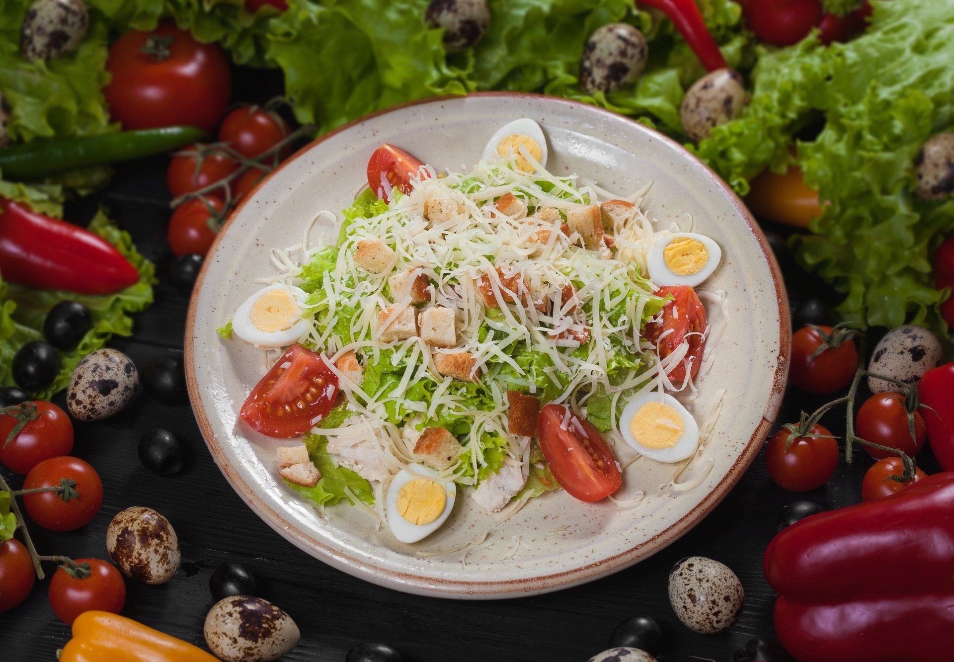 Fresh Garden Salad with Egg & Tomato | HD Food Still Life Wallpaper