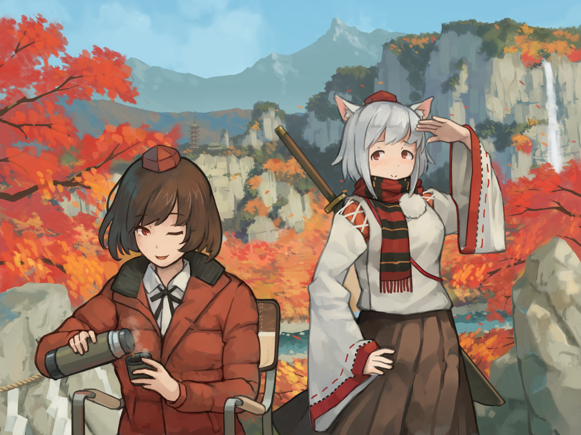 Aya & Momiji Autumn Vibes | HD Touhou Anime Wallpaper | 1920x1440 ...