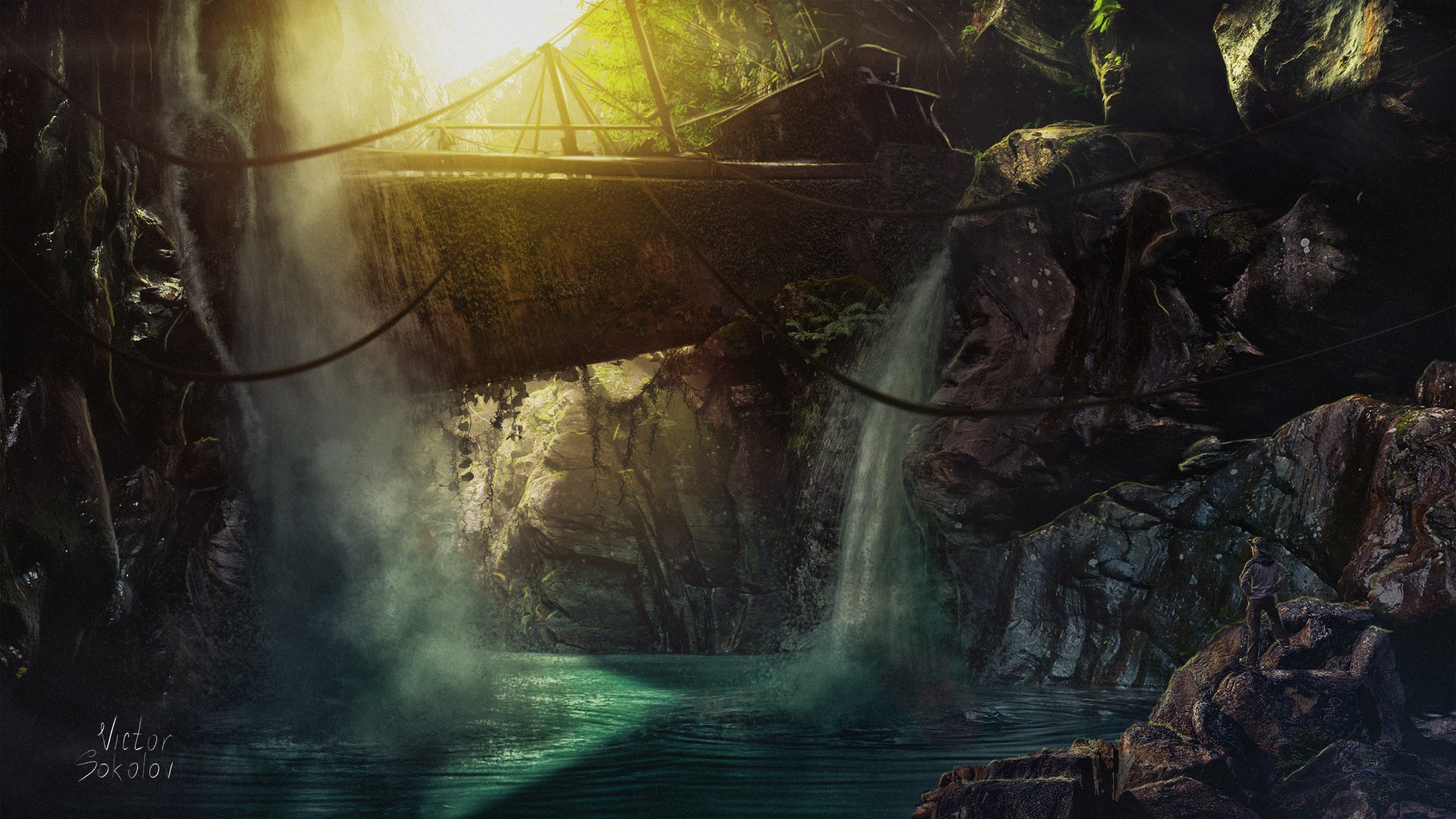 Enchanted Fantasy Landscape: HD Magical Waterfall Scene by Genus994