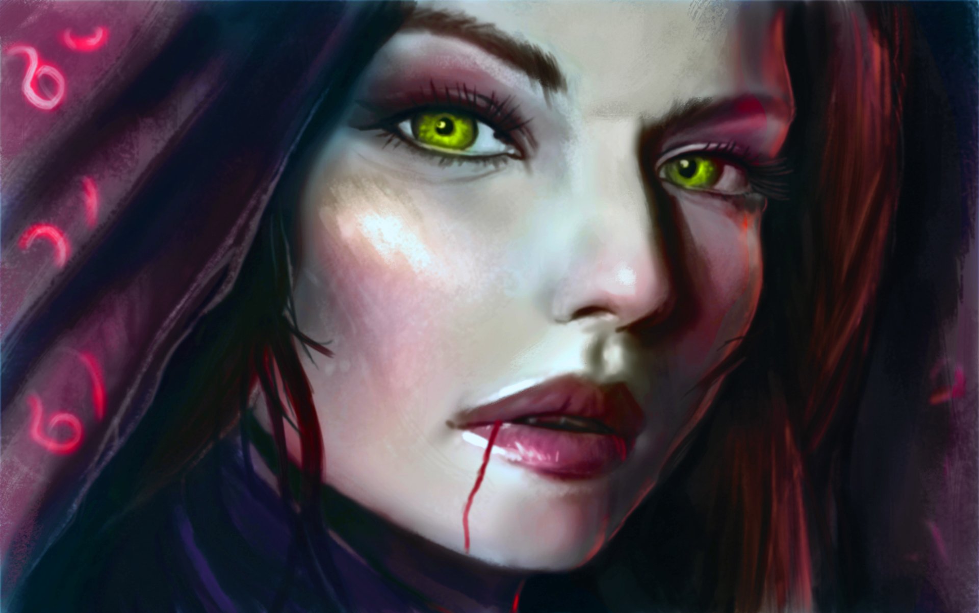 Enigmatic Vampire: Dark Fantasy with Piercing Green Eyes HD | 1958x1226 ...
