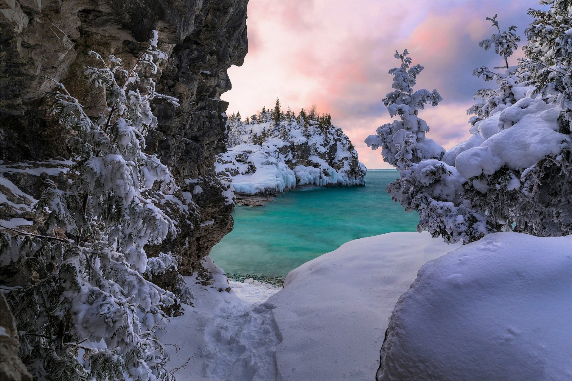 Download Canada Ontario Mountain Snow Lake Lake Huron Nature Winter HD ...