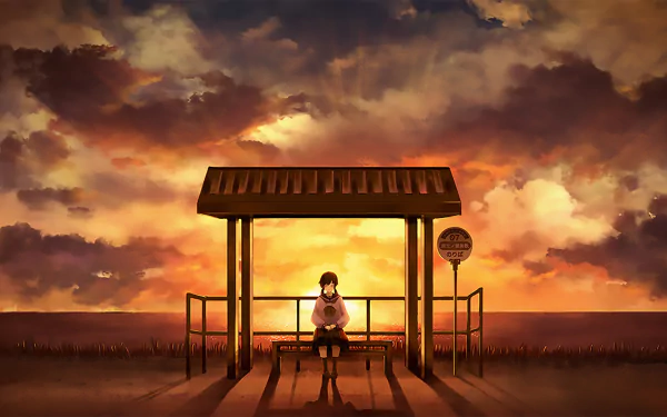 Anime City Cat at Bus Stop - HD Wallpaper by Rico De Zoysa