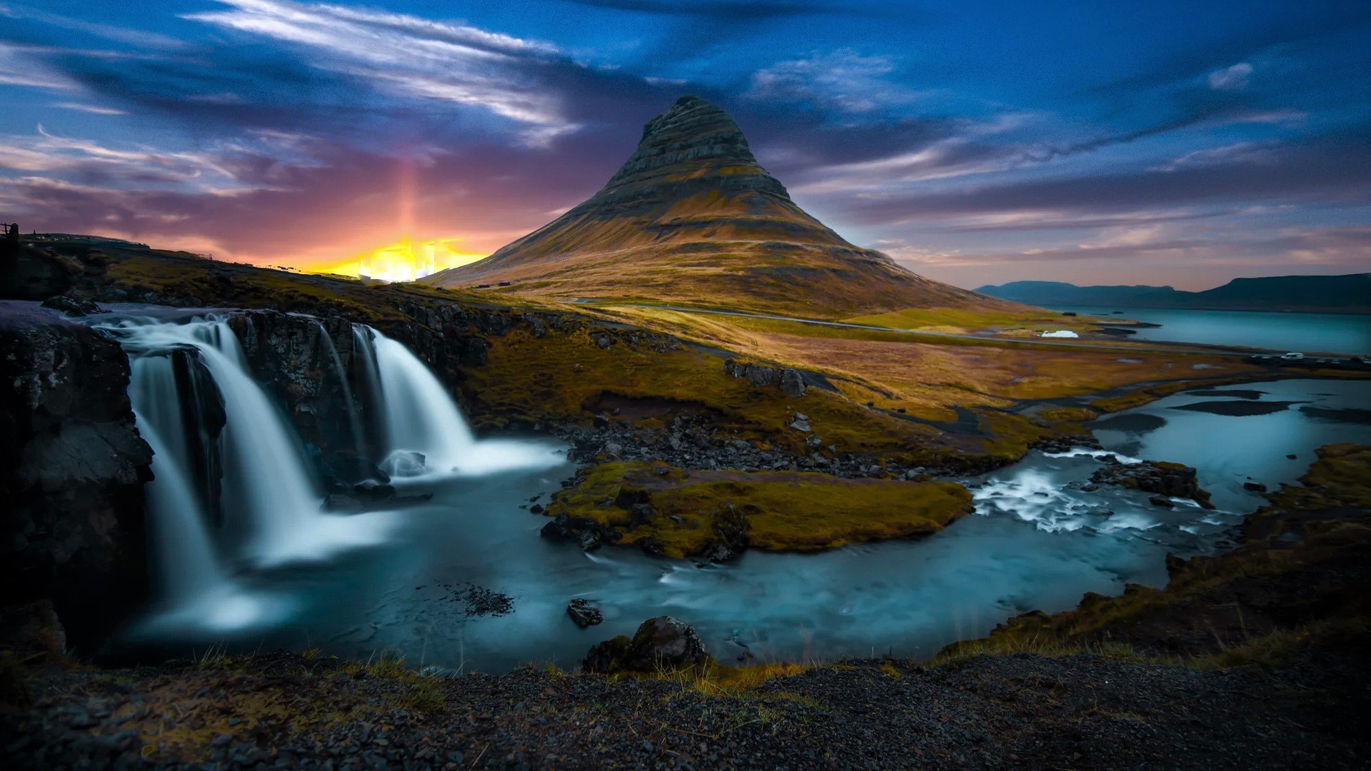 Photo Wallpaper Hd Waterfall River Valley Sunset Stunning Landscapes