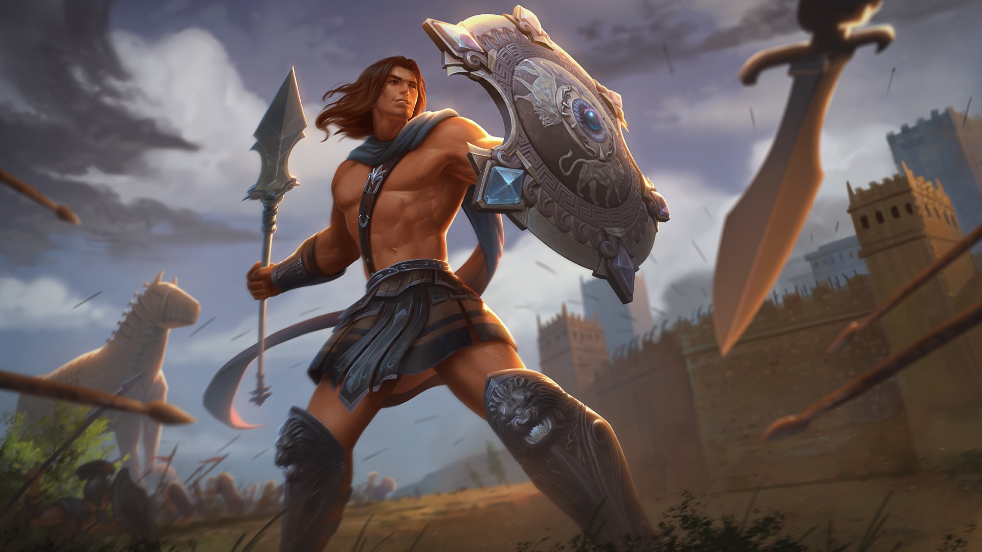 Achilles, the Legendary Spear and Shield Warrior – Smite HD Wallpaper ...