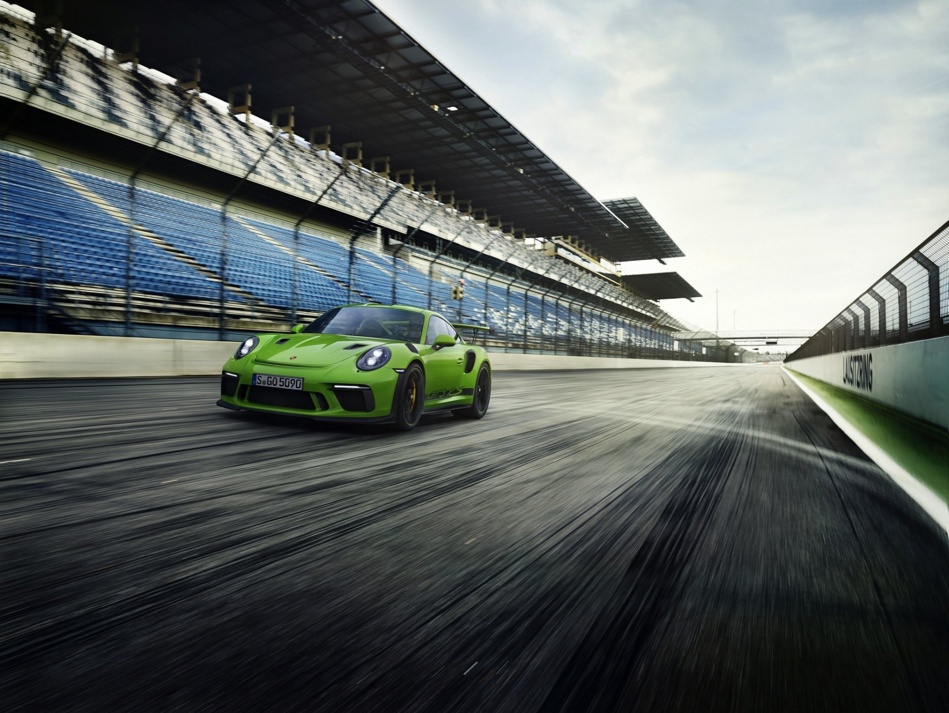 Green Porsche 911 GT3 Racing on the Track – HD Wallpaper