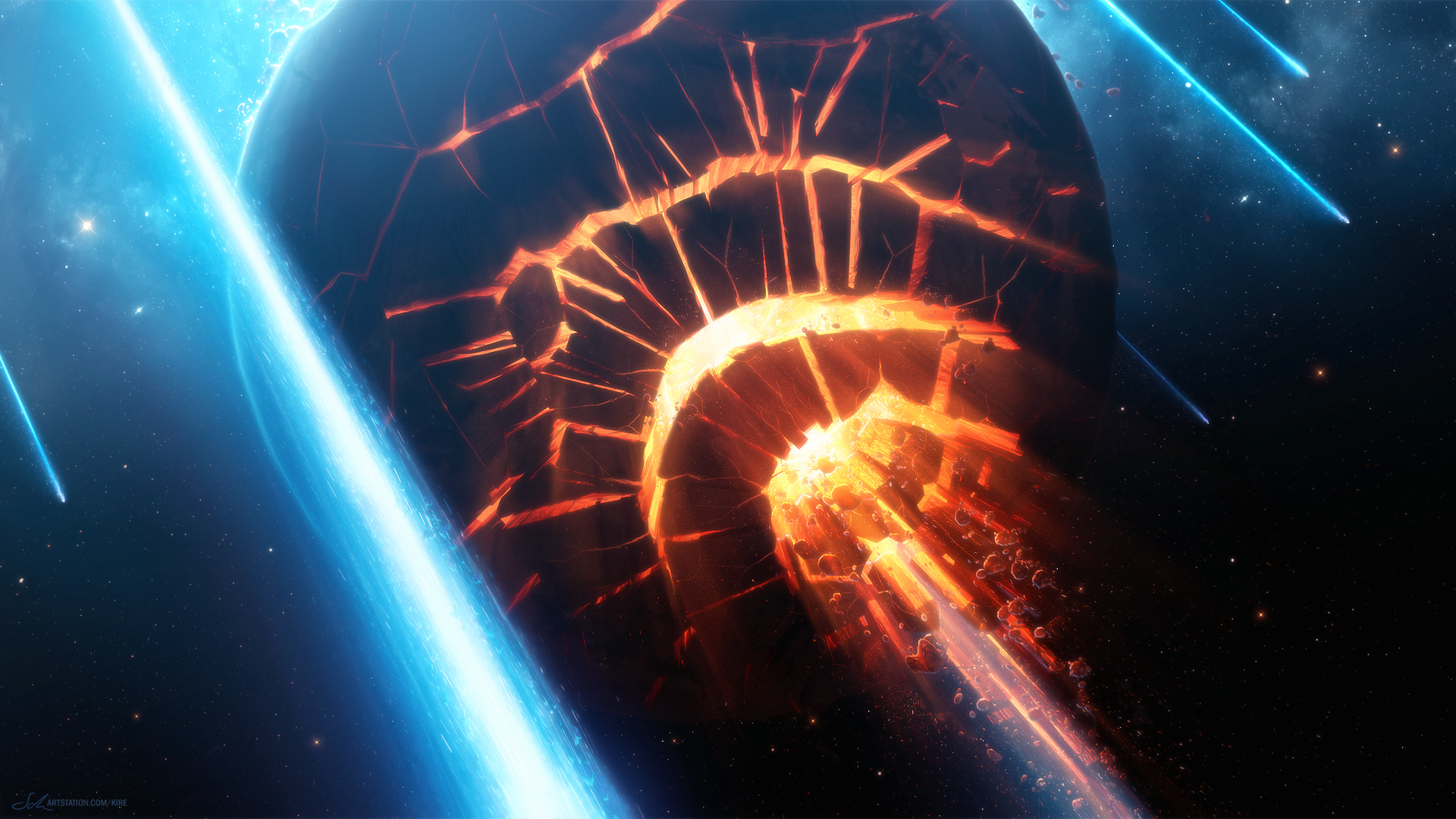 Epic Sci-Fi Planet Collision HD Wallpaper in Space by Erik Shoemaker