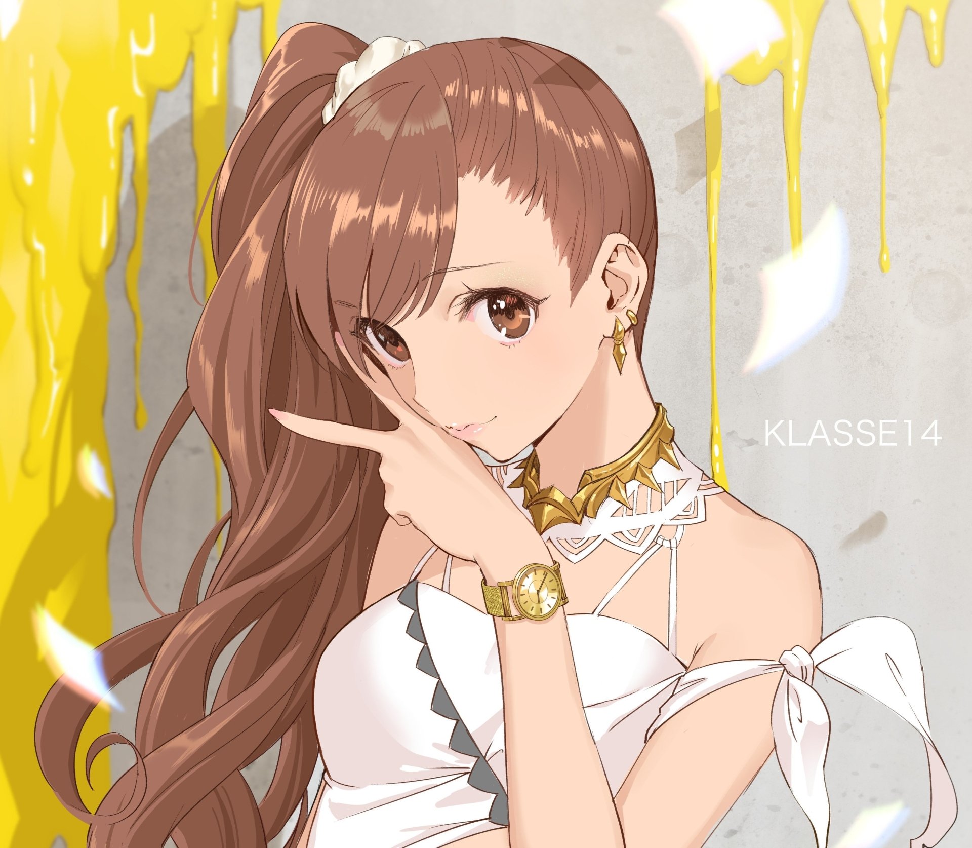 Download Watch Smile Brown Eyes Earrings Peace Sign Brown Hair Long ...