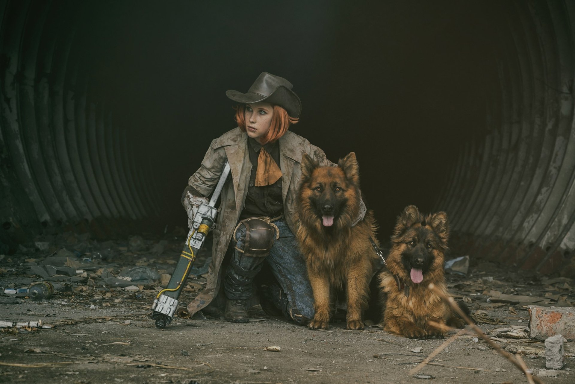 Fallout 4 Cosplay with German Shepherds - HD Wallpaper by HakuMikiriyami