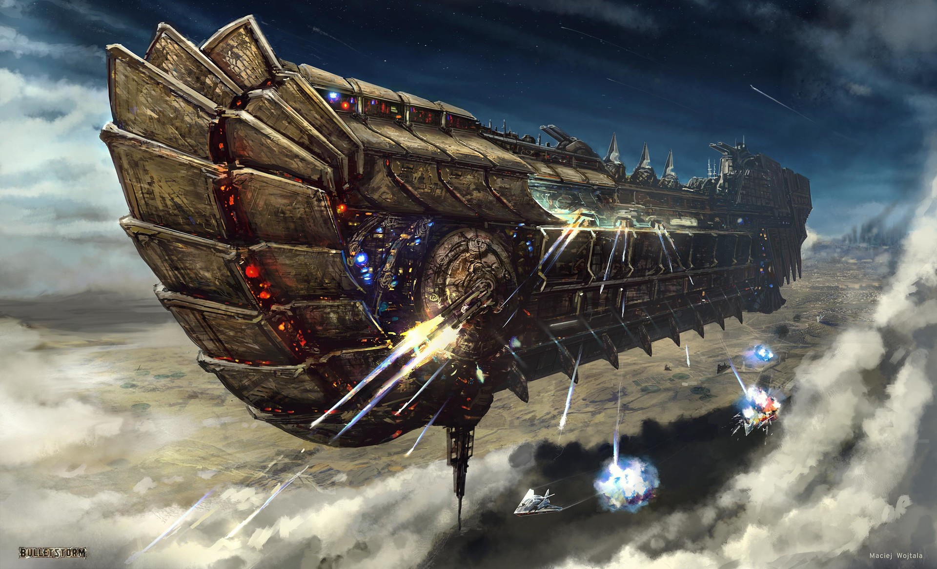 Steampunk Spaceship Warfare - Bulletstorm HD Game Wallpaper by Maciej ...